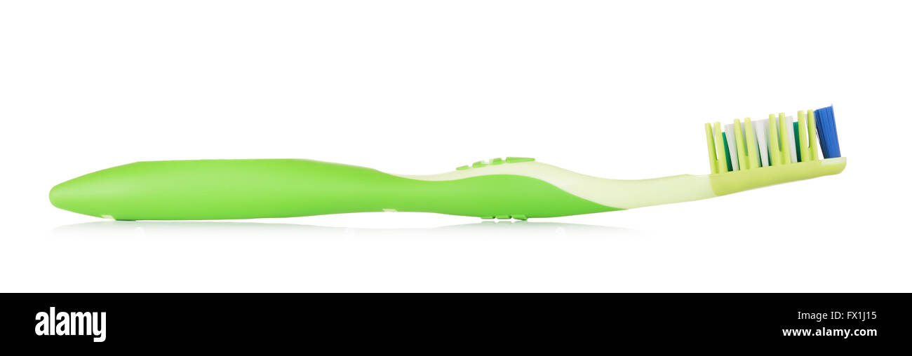 new green toothbrush, isolated on white background Stock Photo - Alamy