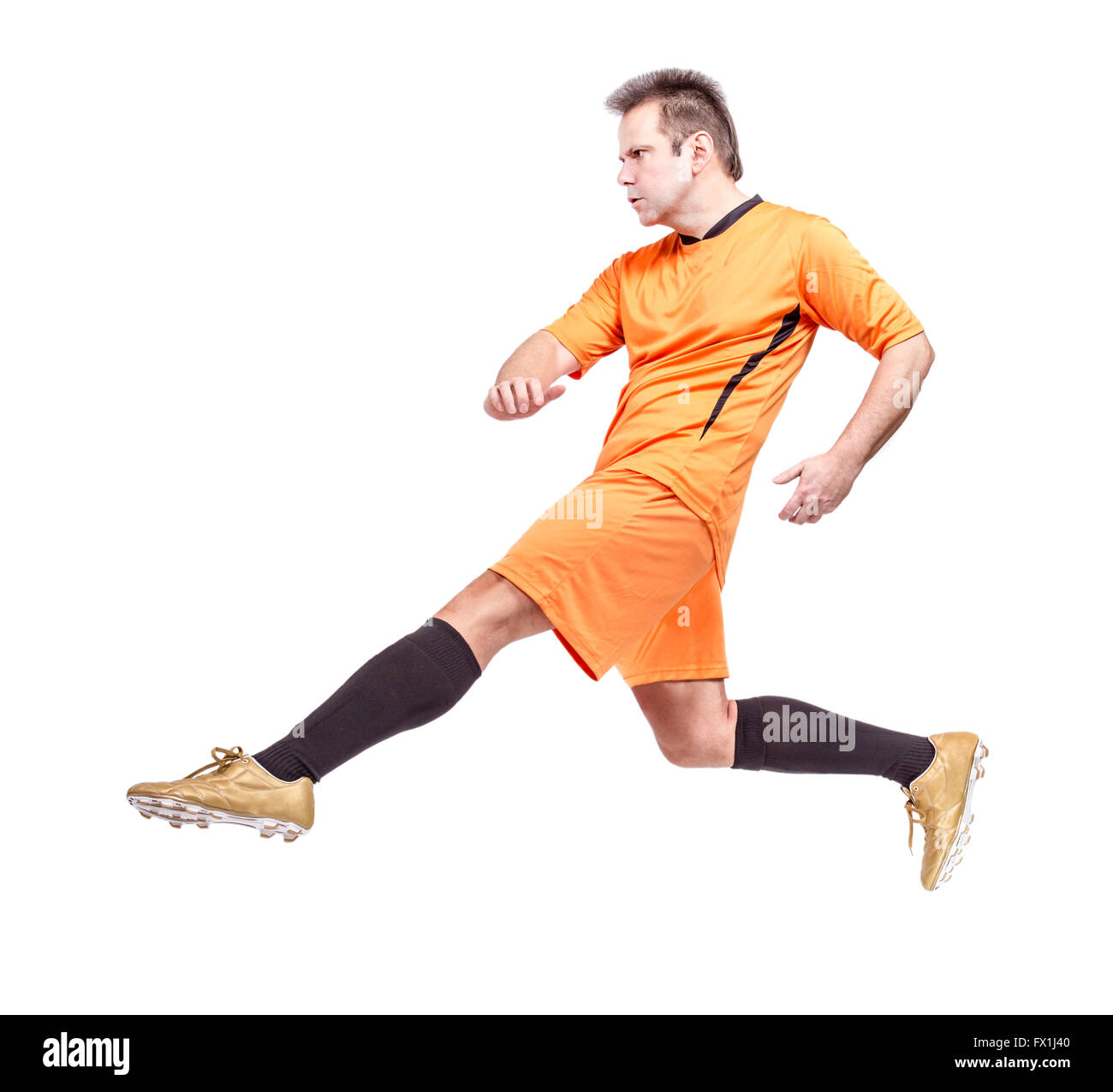 soccer player in action isolated white background Stock Photo - Alamy