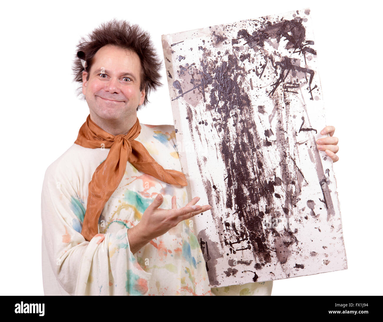 artist shows his work of modern art Stock Photo - Alamy