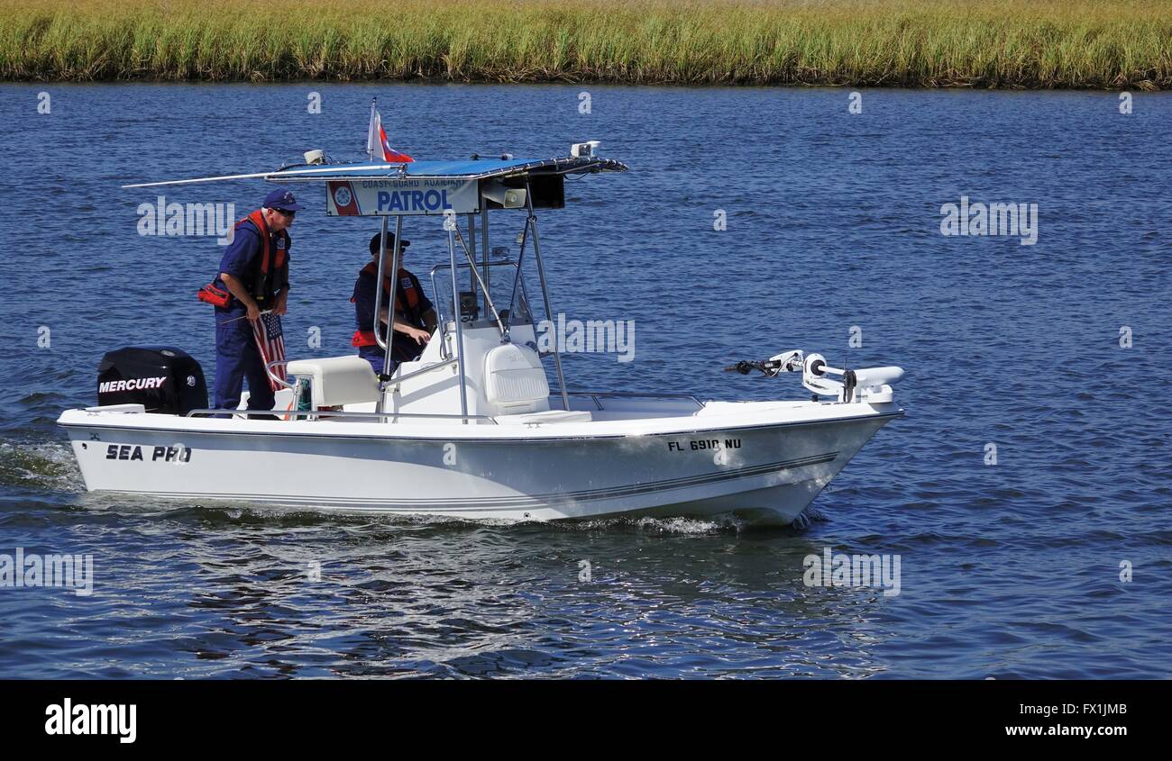 Patrol boat, Coast Guard Auxiliary, Crystal River Stock Photo - Alamy
