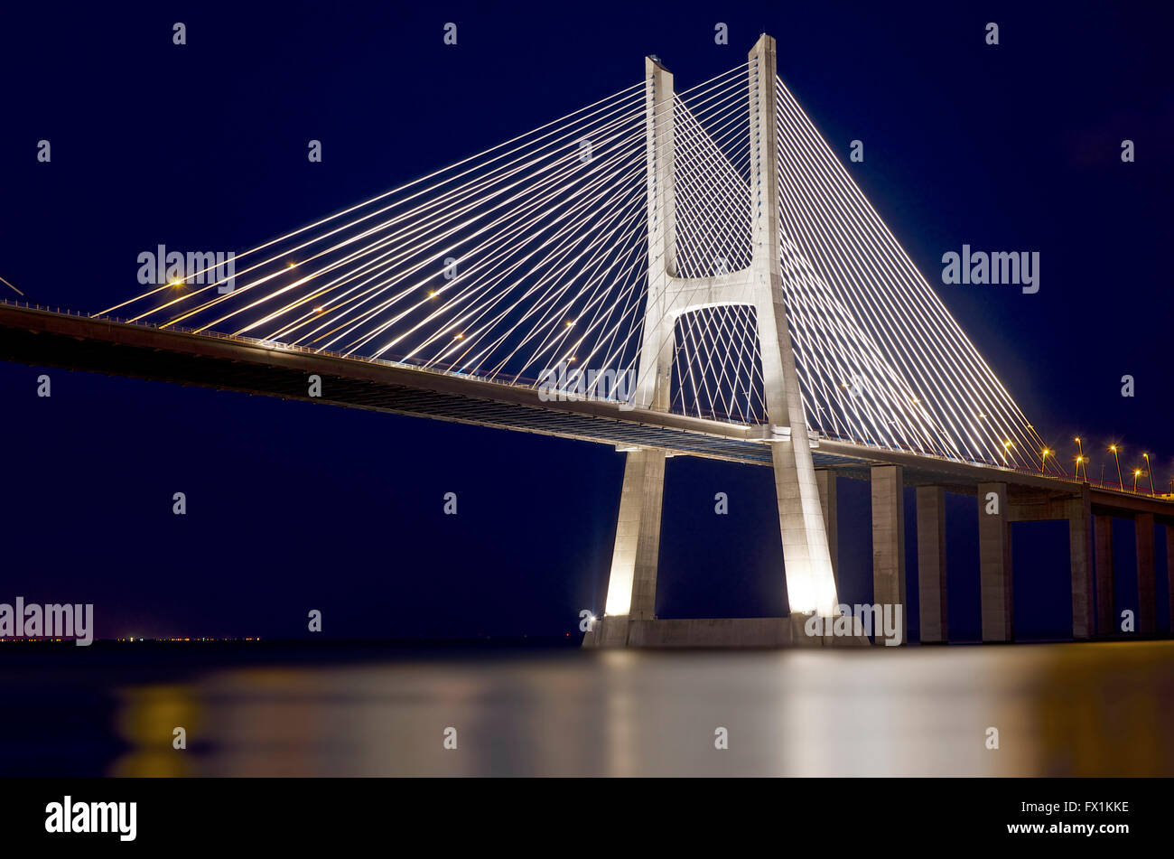 Vasco da Gama bridge at night Portugal Stock Photo - Alamy