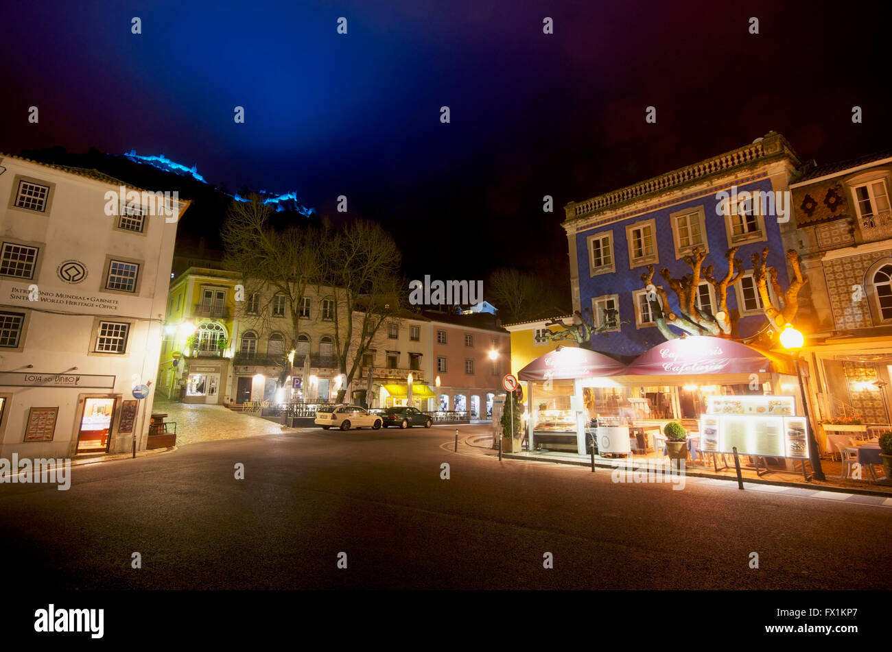 praca da republica at night - Sintra Portugal Stock Photo - Alamy