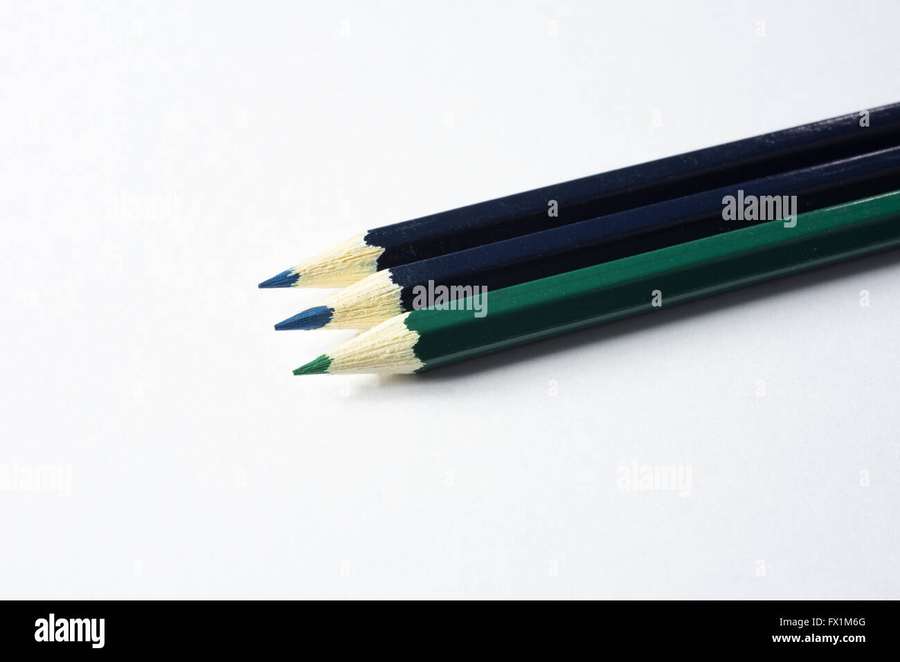 green and blue colored pencils isolated on white background Stock Photo ...