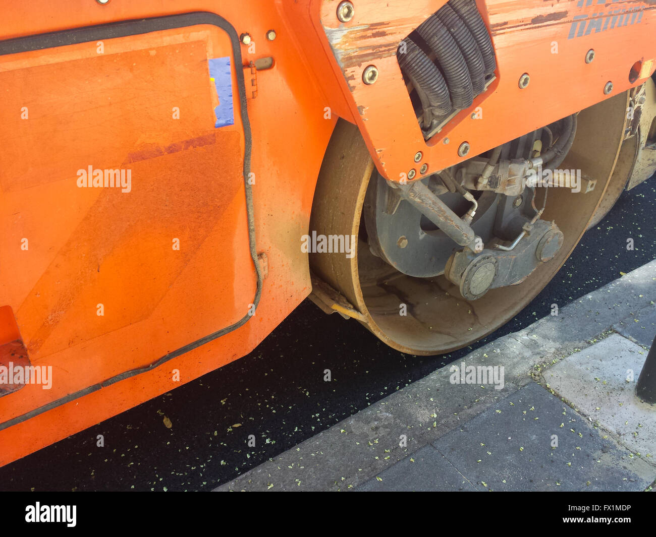 Details of the wheel of a steamroller Stock Photo - Alamy