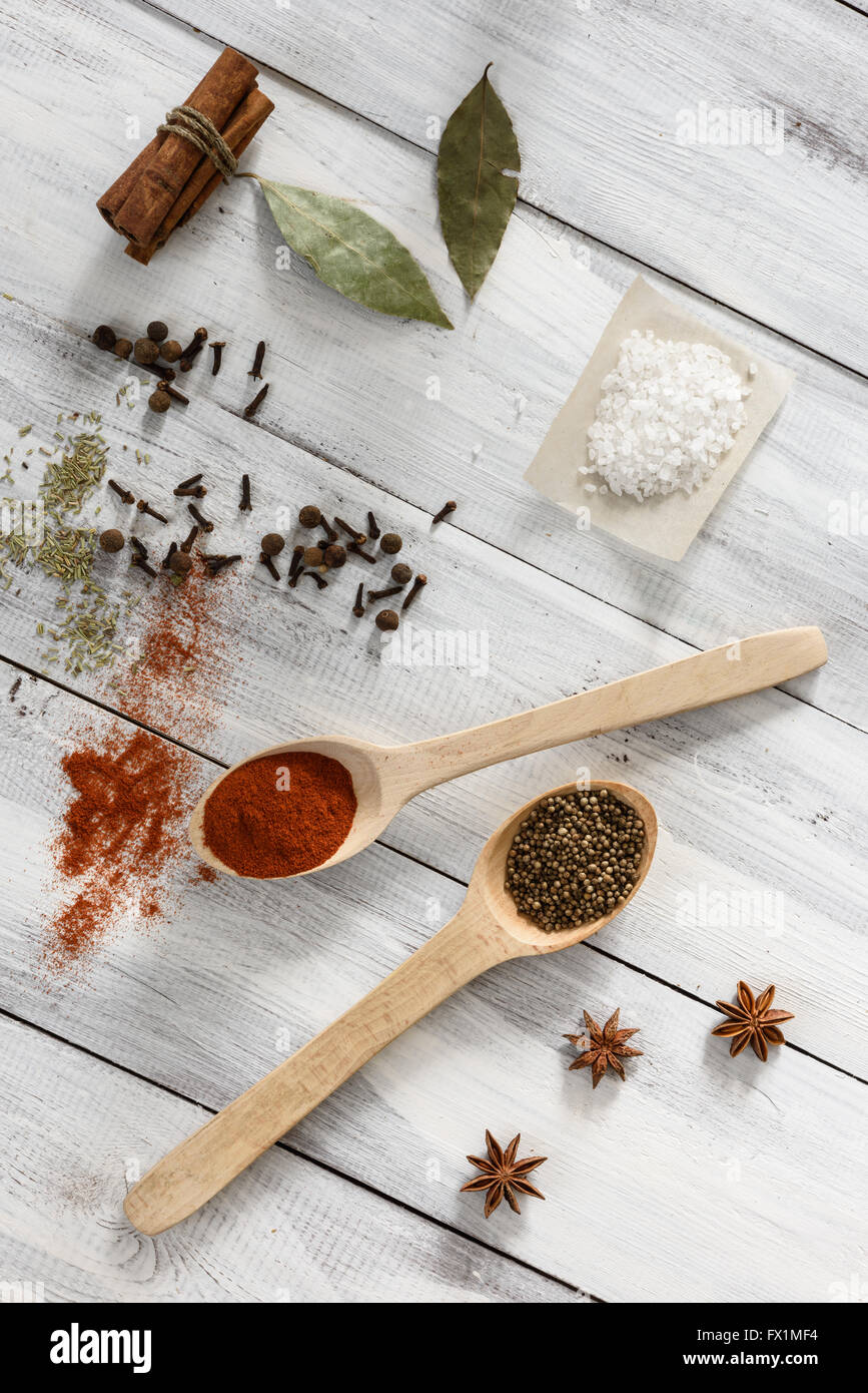 Spices on white background Stock Photo - Alamy