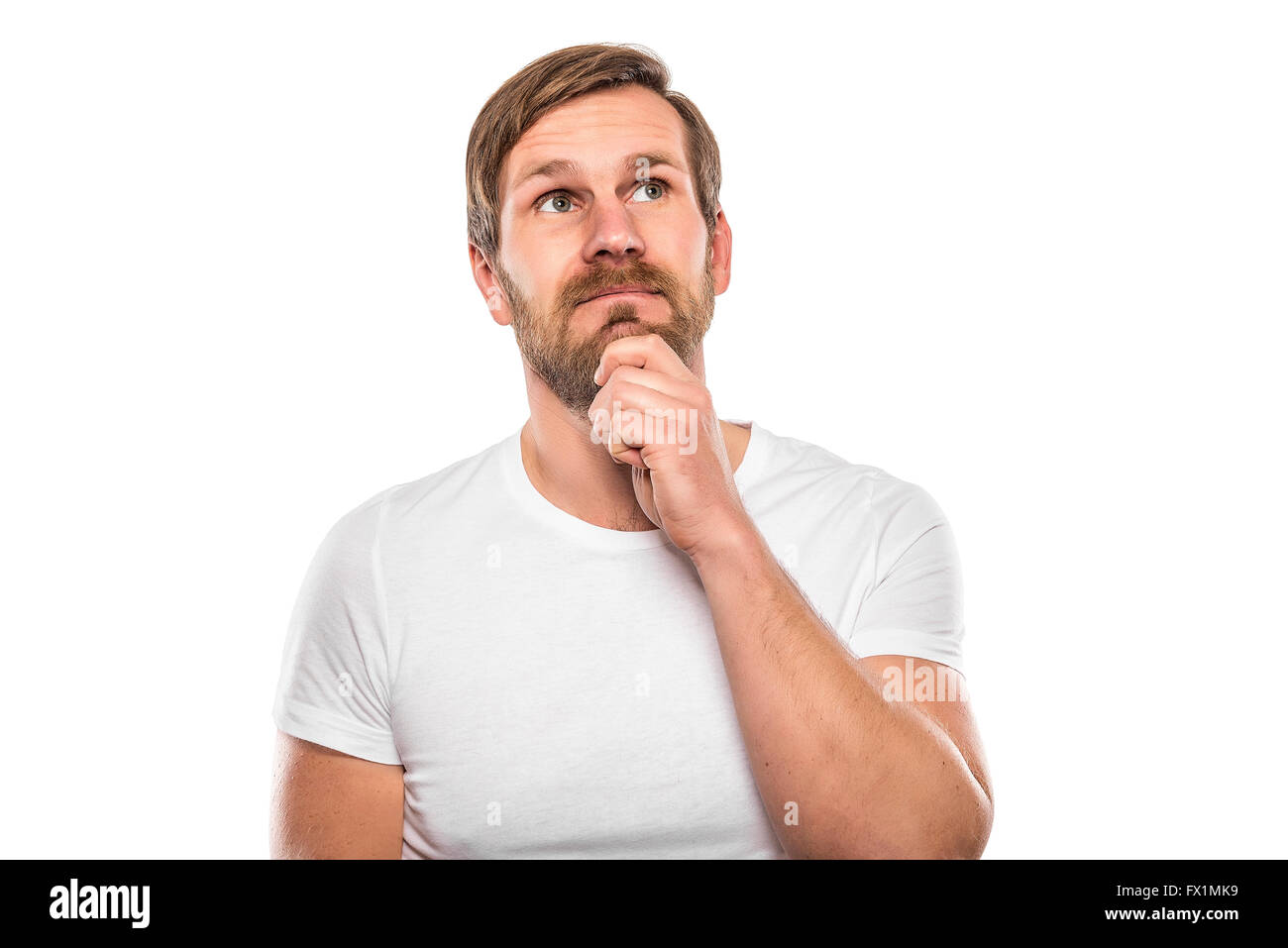 Man thinking. Isolated on a white background Stock Photo - Alamy