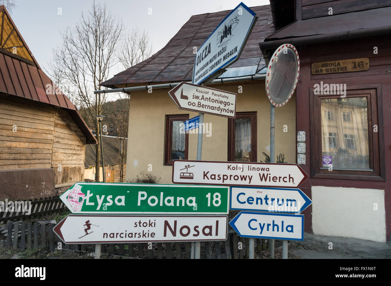 Road Signs on the crossroad in Zakopane, Poland Stock Photo - Alamy
