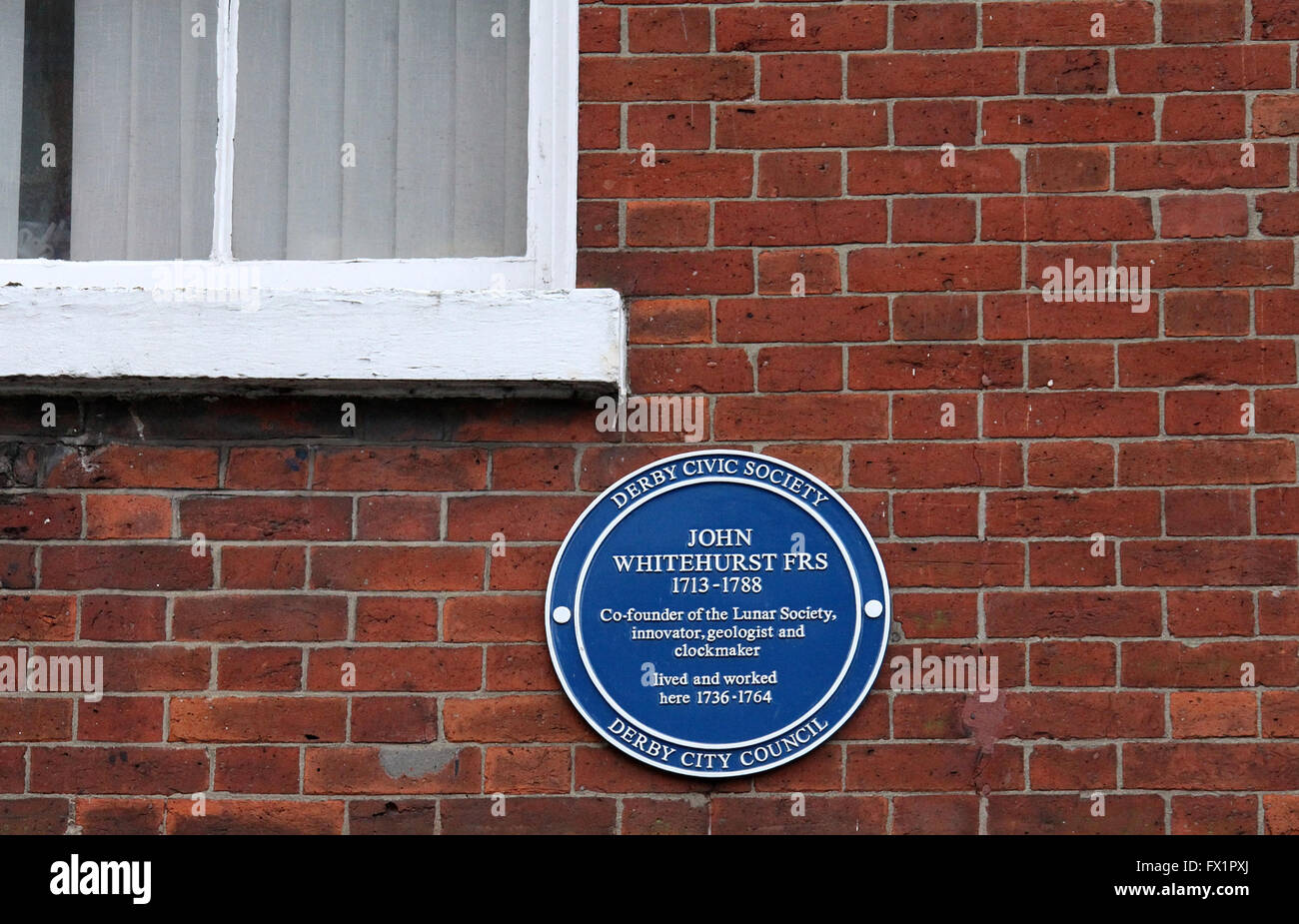 Blue Plaque in Derby for John Whitehurst FRS who was co-founder of the ...
