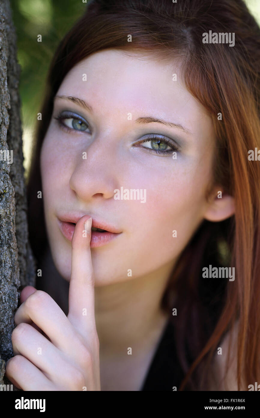 Young teen girl with secret to tell portrait Stock Photo - Alamy