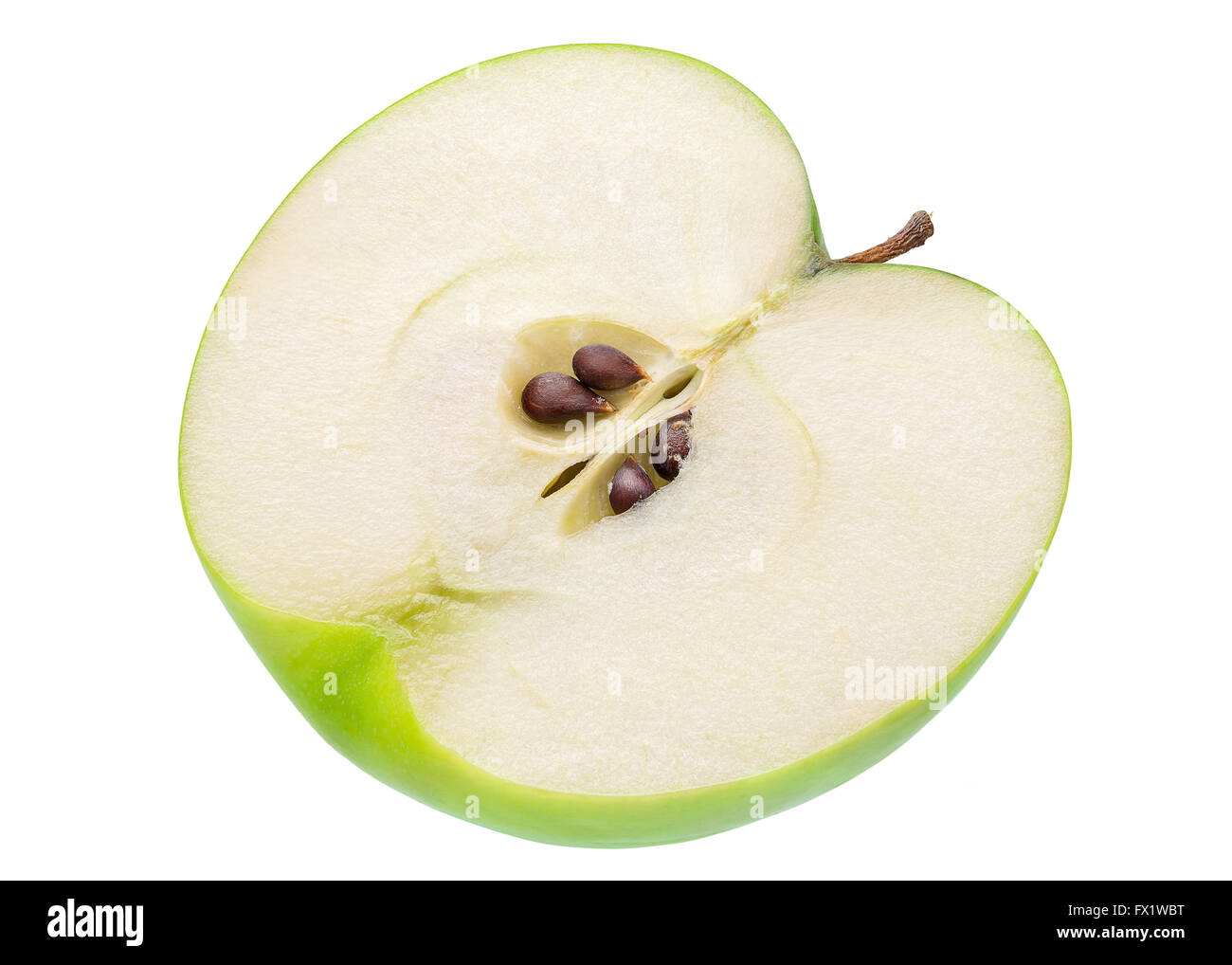 Sliced Fresh Green Apple Isolated on White Background in Full Depth of ...