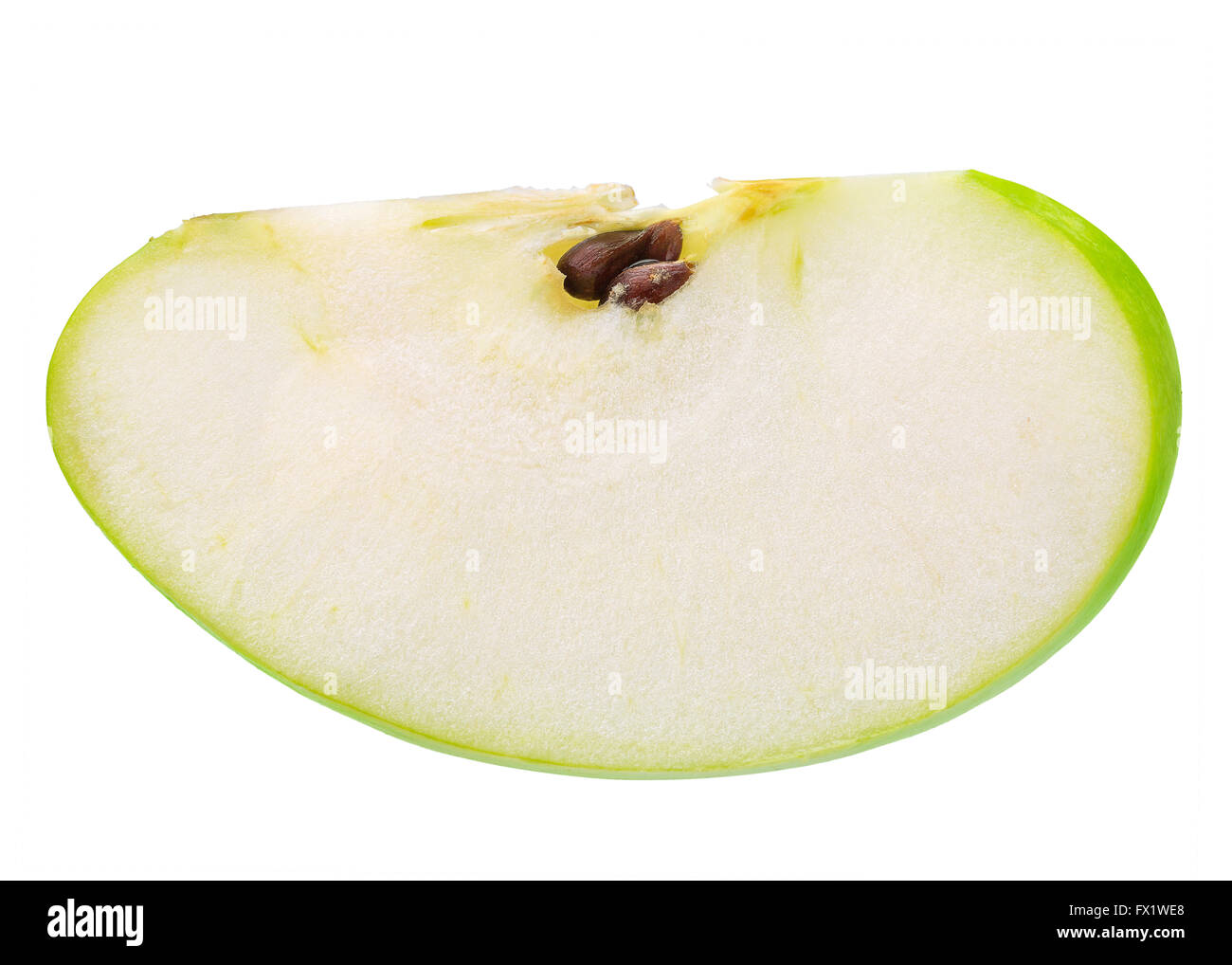 Sliced Fresh Green Apple Isolated on White Background in Full Depth of ...