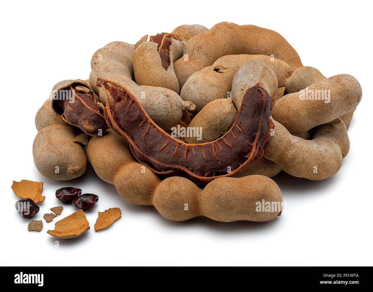 Dried Tamarind Fruit Isolated on White Background in Full Depth of ...