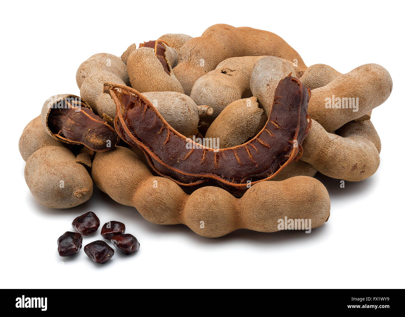 Dried Tamarind Fruit Isolated on White Background in Full Depth of ...