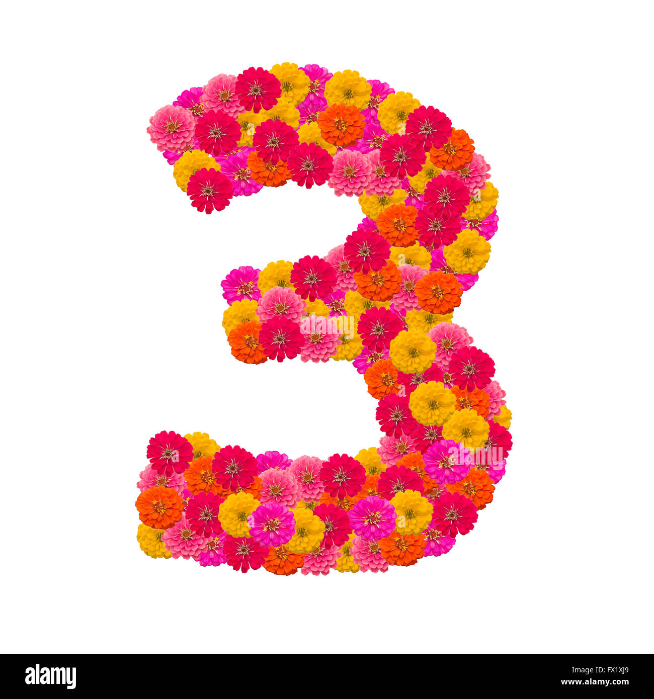 Numbers 3 made from Zinnias flowers Stock Photo - Alamy