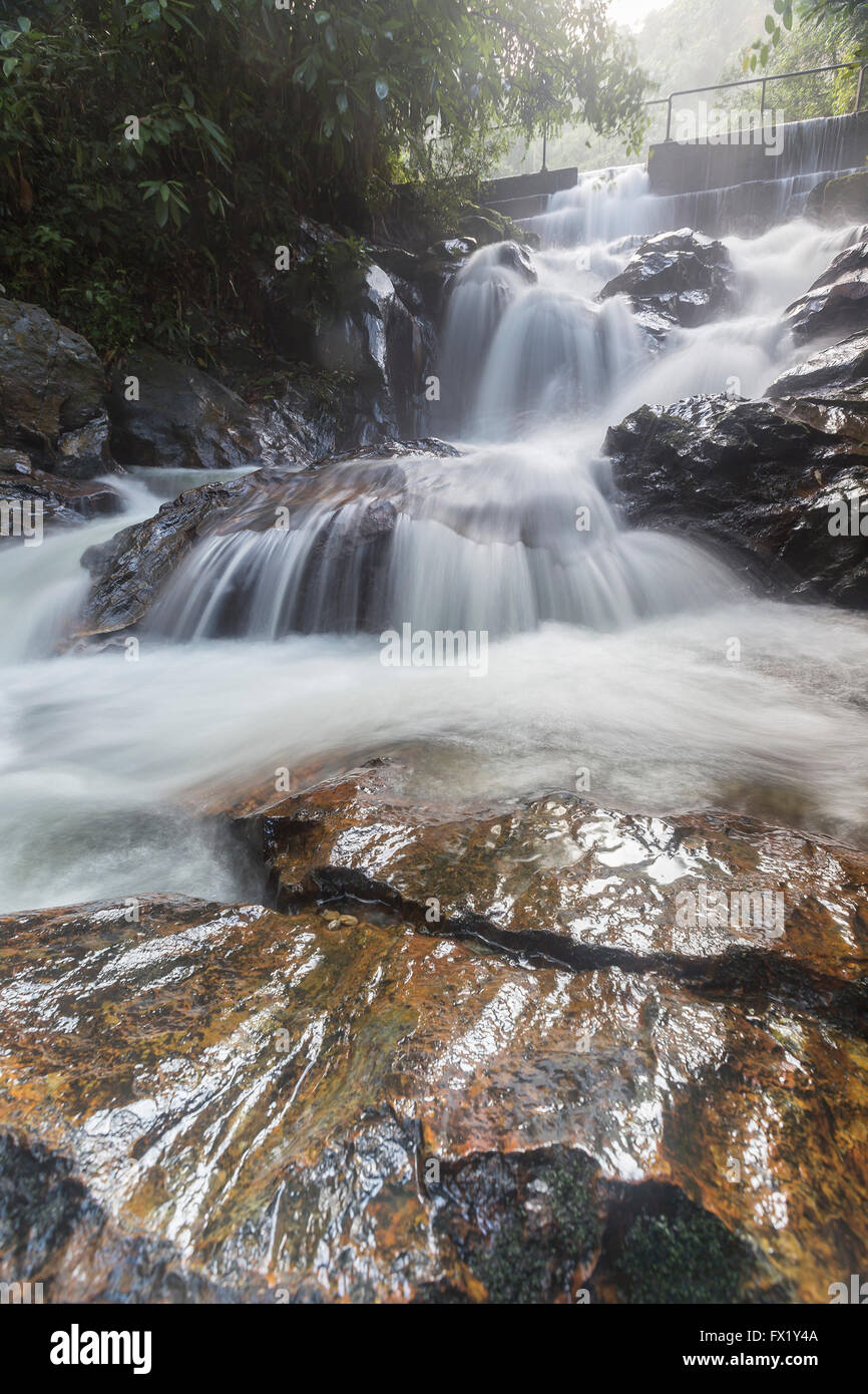 Long exposure of view hidden Templer Park's waterfall at Rawang ...
