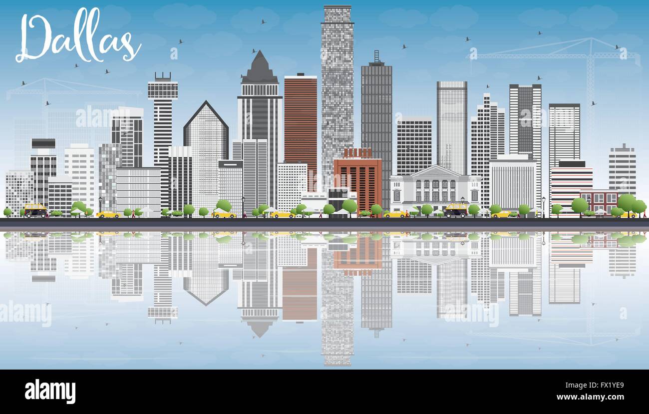 Downtown dallas skyline view Stock Vector Images - Alamy