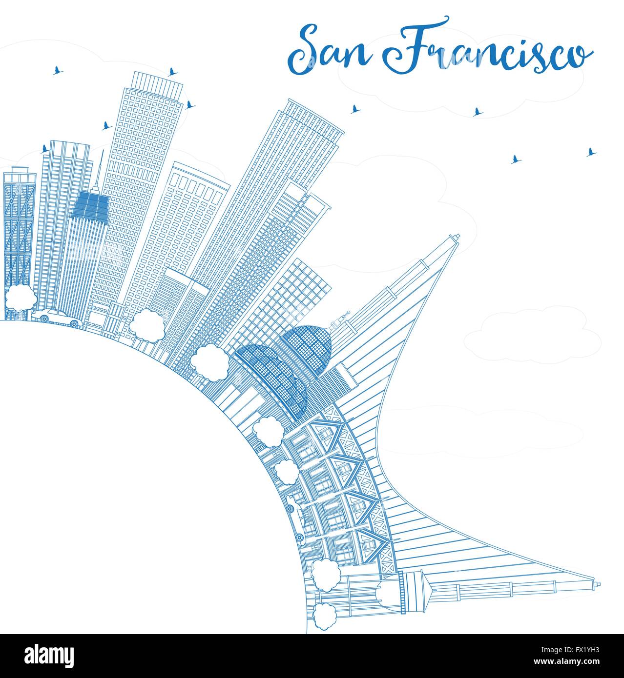 San francisco skyline Stock Vector Images - Alamy
