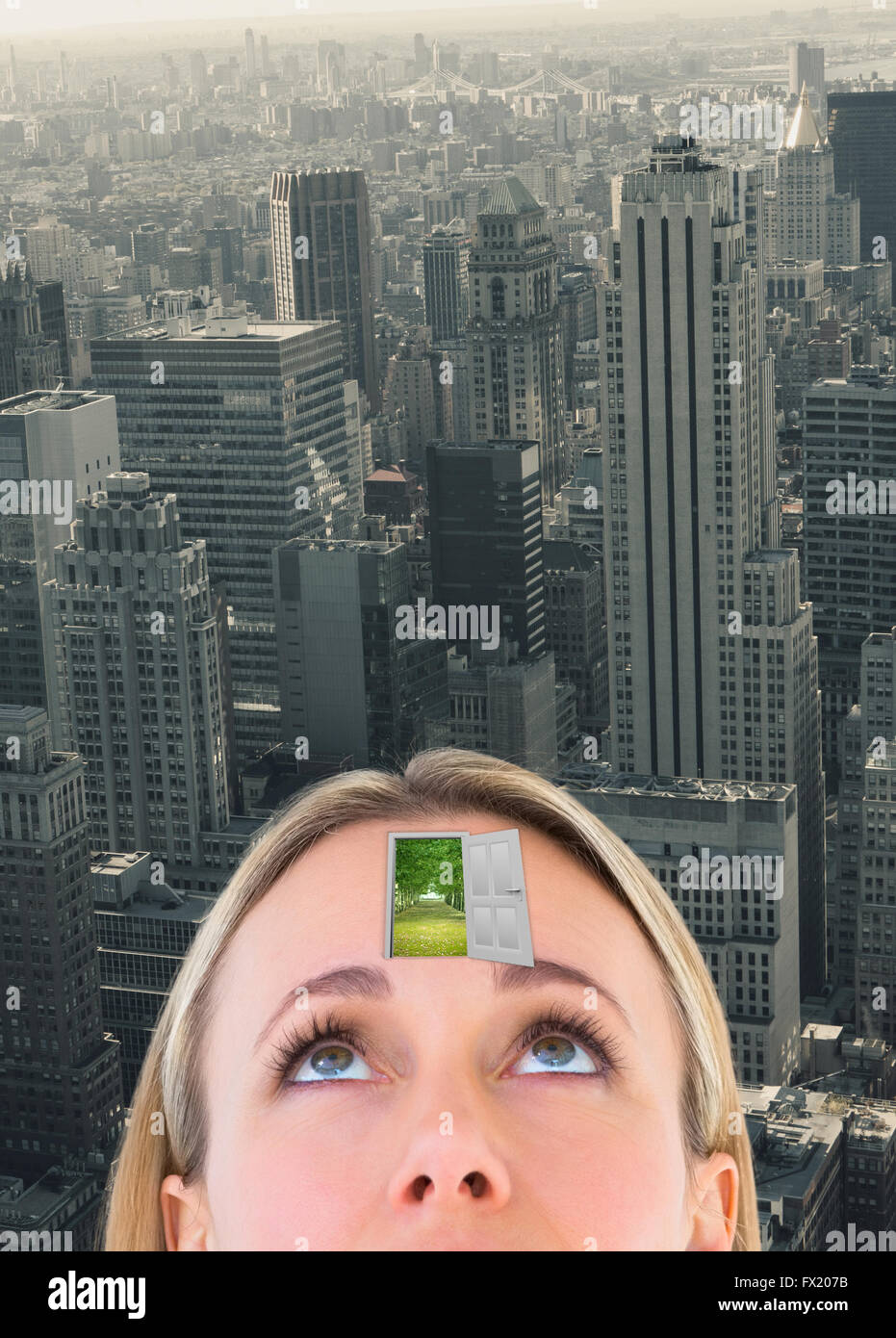 Composite image of close up of blonde woman looking up Stock Photo - Alamy Composite image of close up of blonde woman looking up Stock Photo - Alamy