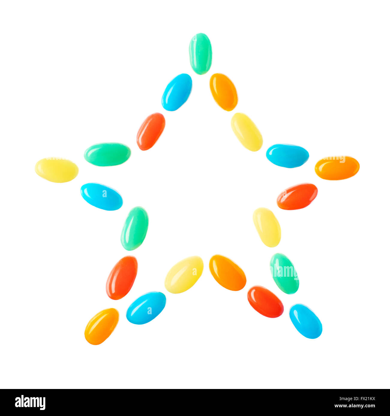 Star made of multicolored candies isolated on white background Stock ...