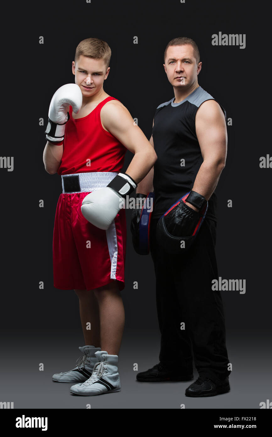 Young boxer with trainer Stock Photo - Alamy