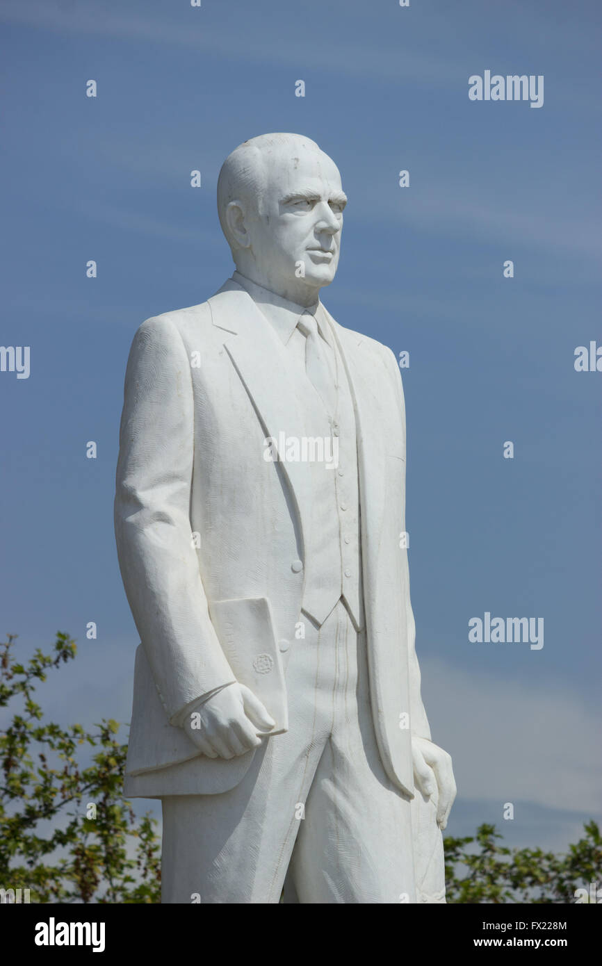 Marble statue portrait closeup of Constantine Karamanlis, Greek ...