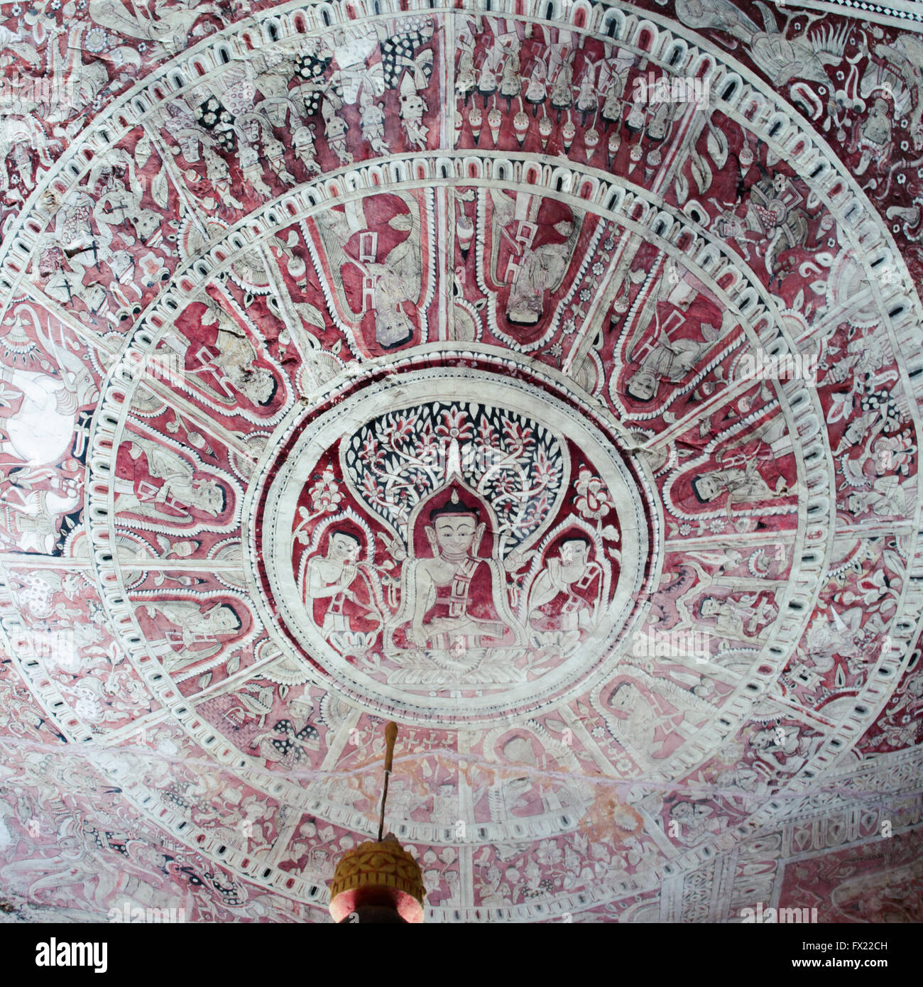 Painting on the ceiling of Pho Win Taung Caves in Monywa, Mandalay ...