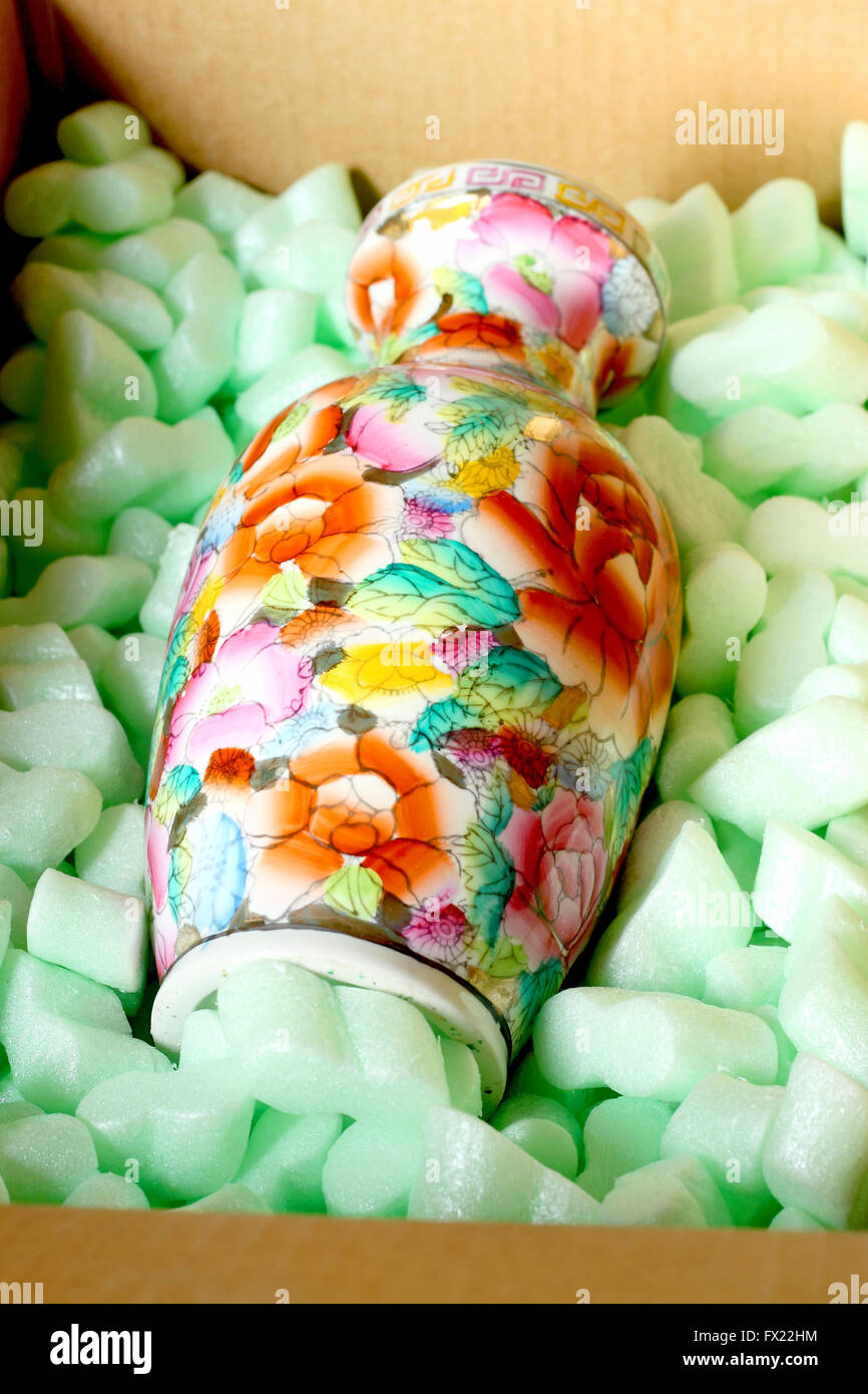 Antique vase packing foam box Stock Photo - Alamy