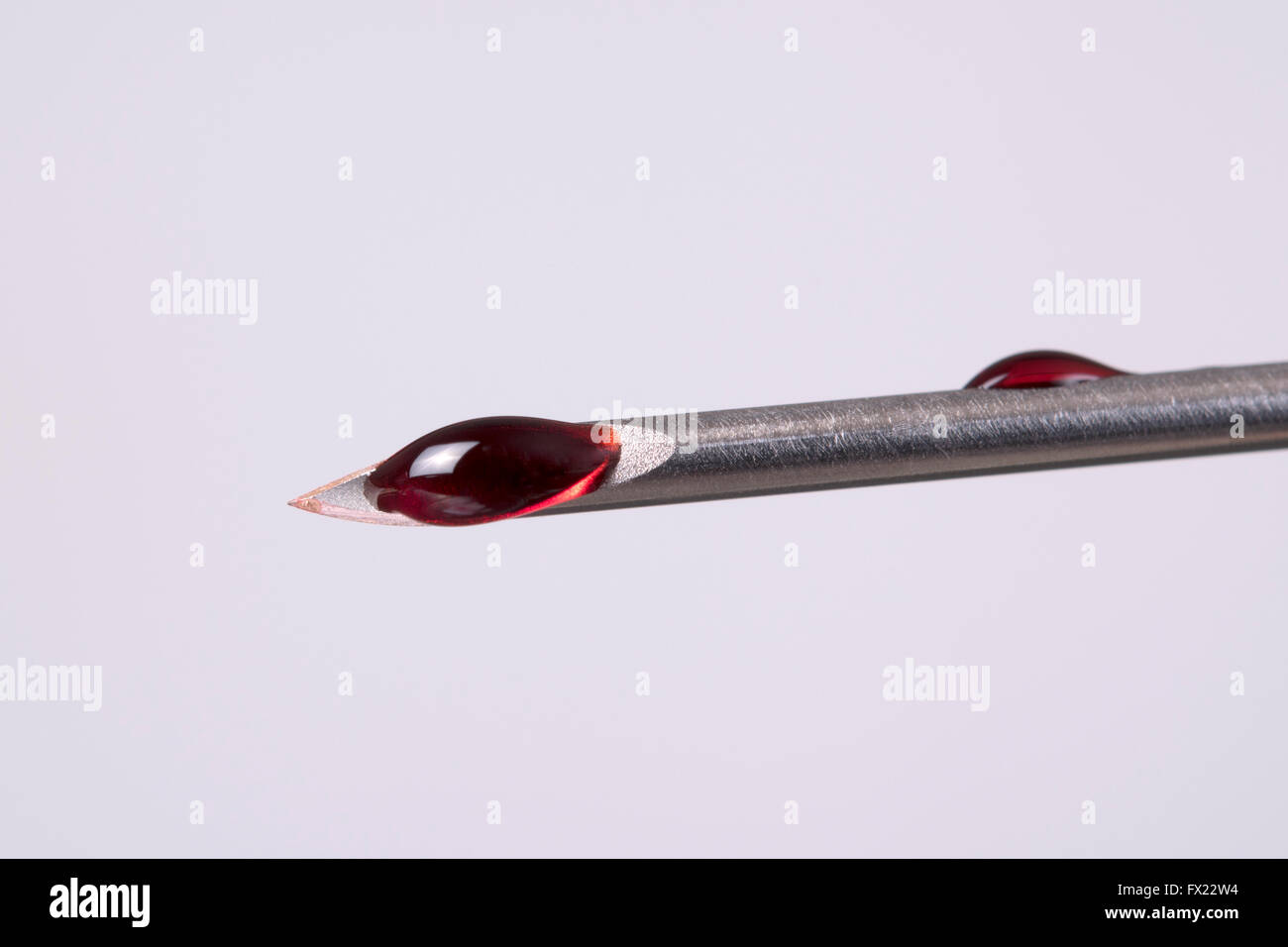 closeup of blood drop from syringe isolated Stock Photo - Alamy