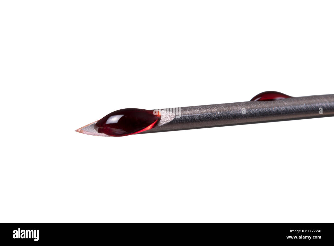 closeup of blood drop from syringe isolated Stock Photo - Alamy