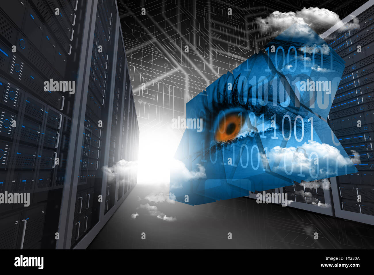 Composite image of eye and binary code on abstract screen Stock Photo - Alamy