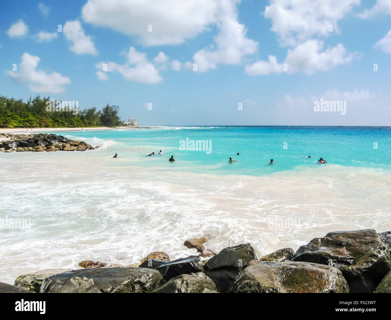PEOPLE SWIMMING AT NEEDHAM'S POINT, BARBADOS - JANUARY, 2009 Stock ...