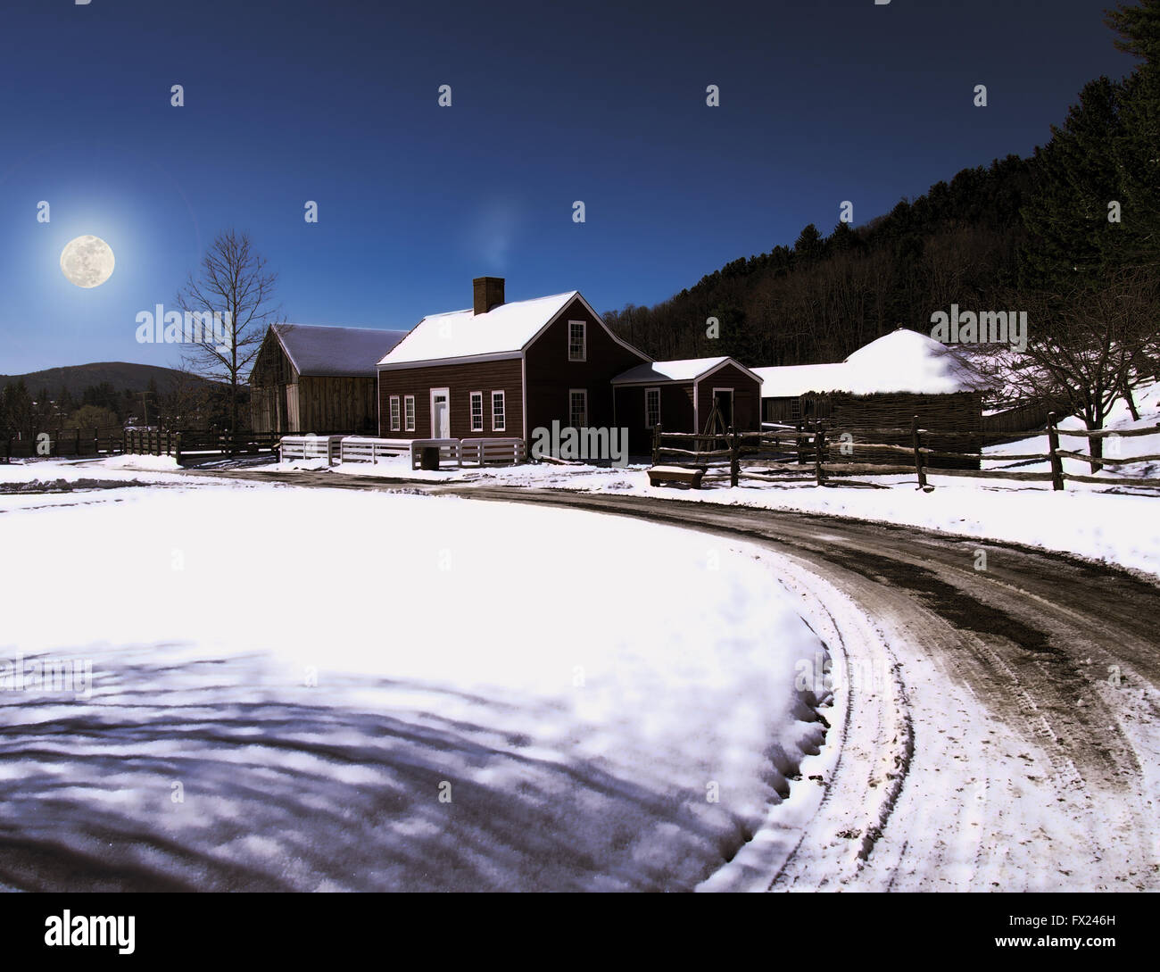 small rural town at night Stock Photo - Alamy
