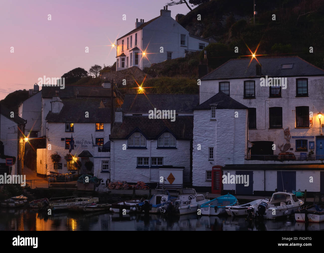 First light Polperro harbour, Cornwall Stock Photo - Alamy