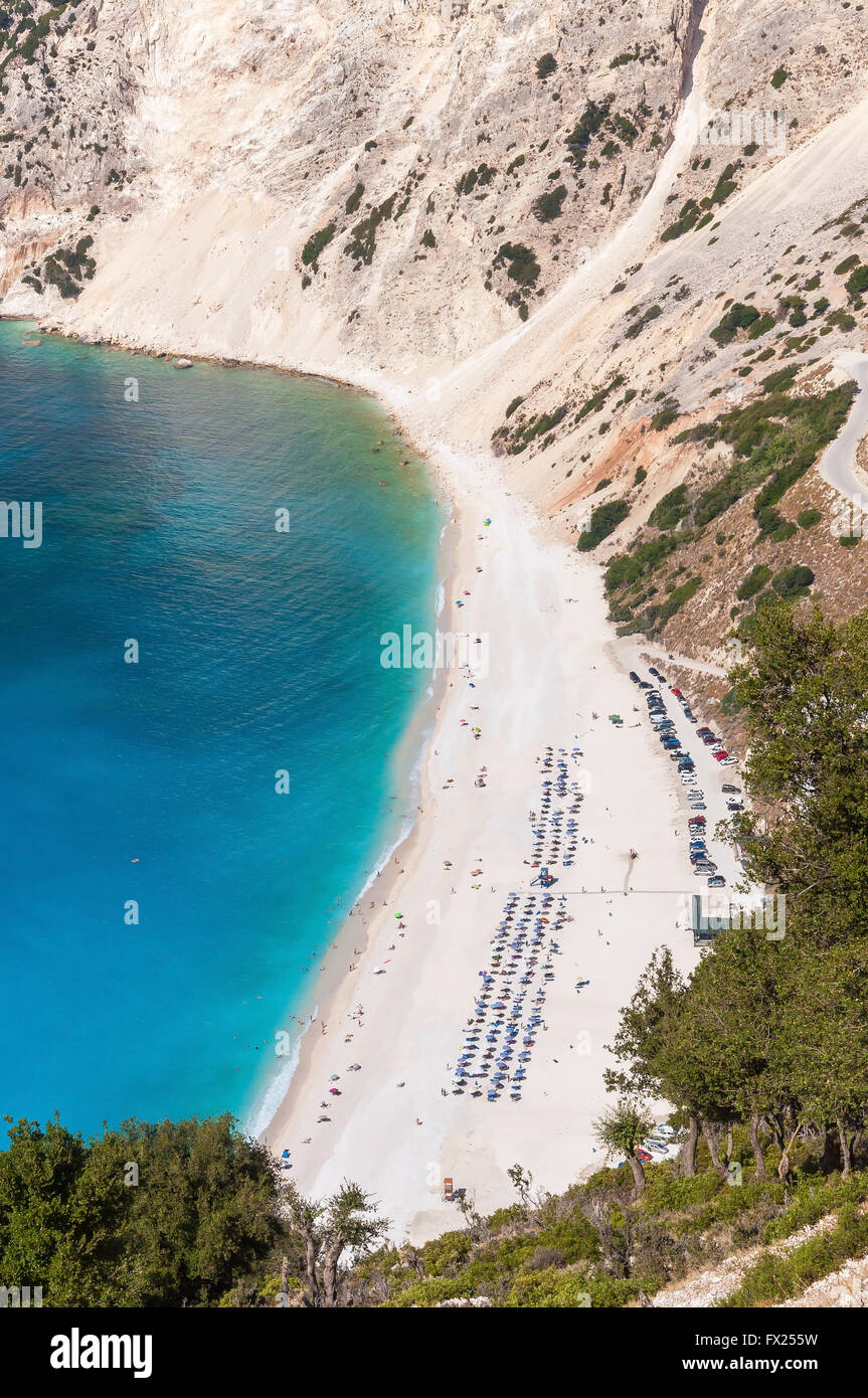 Aerial view of Myrtos beach on Kefalonia island, Greece Stock Photo - Alamy