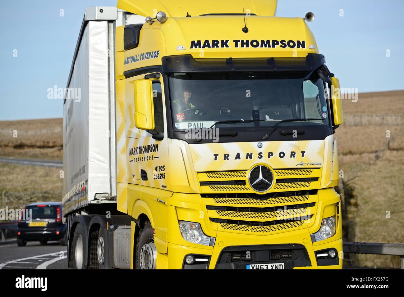 A Mark Thomson Transport Mercedes-Benz Actros taking a corner on the ...