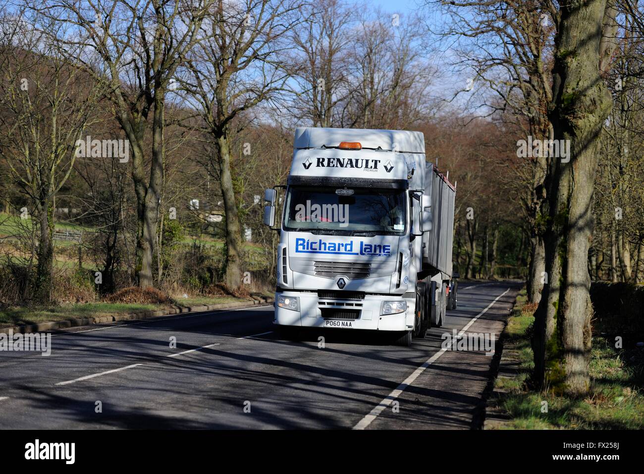 A Richard Lane Haulage Renault Premier bulk tipper driving through the ...