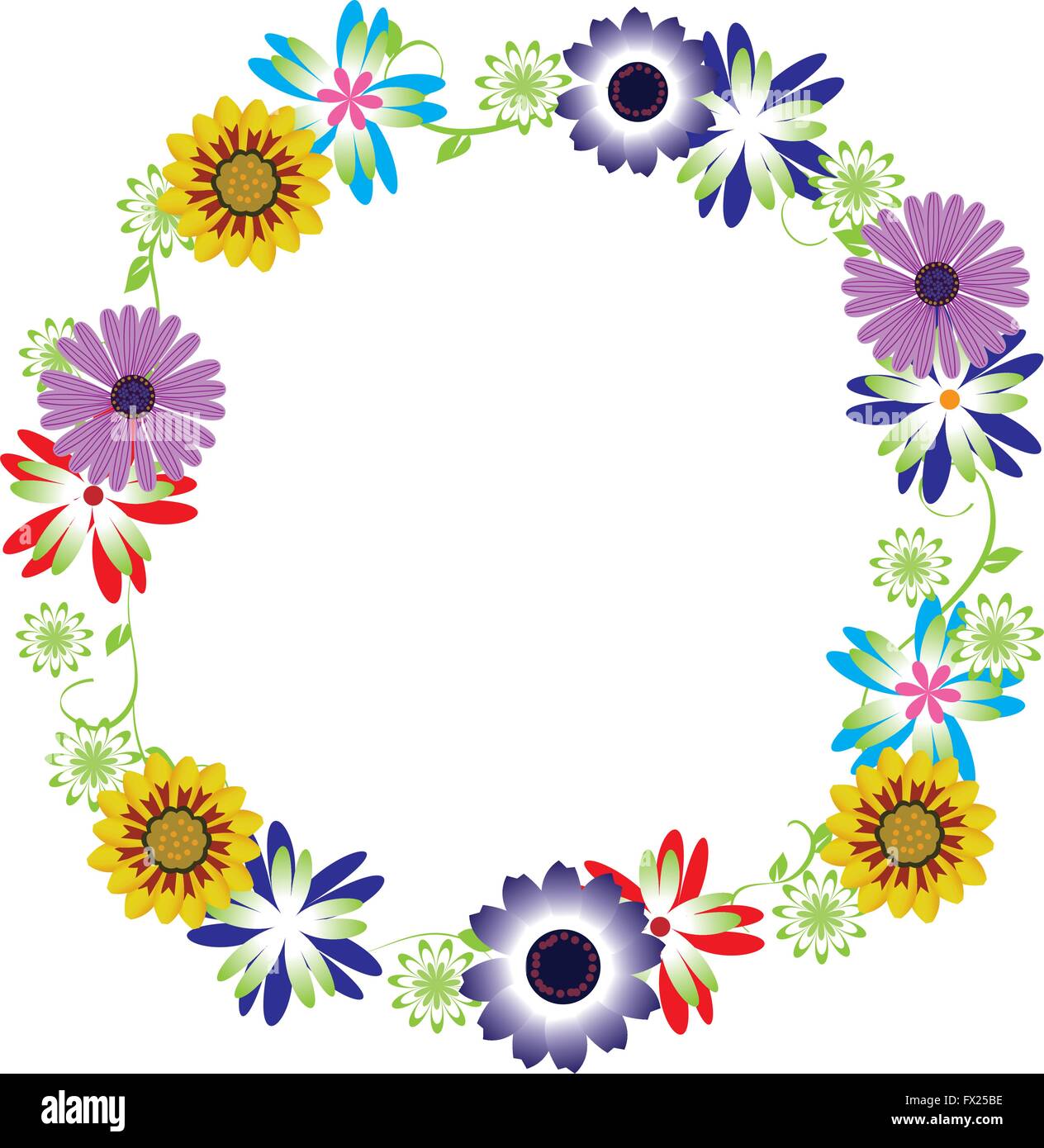 vector illustration of floral wreath Stock Vector Image & Art - Alamy