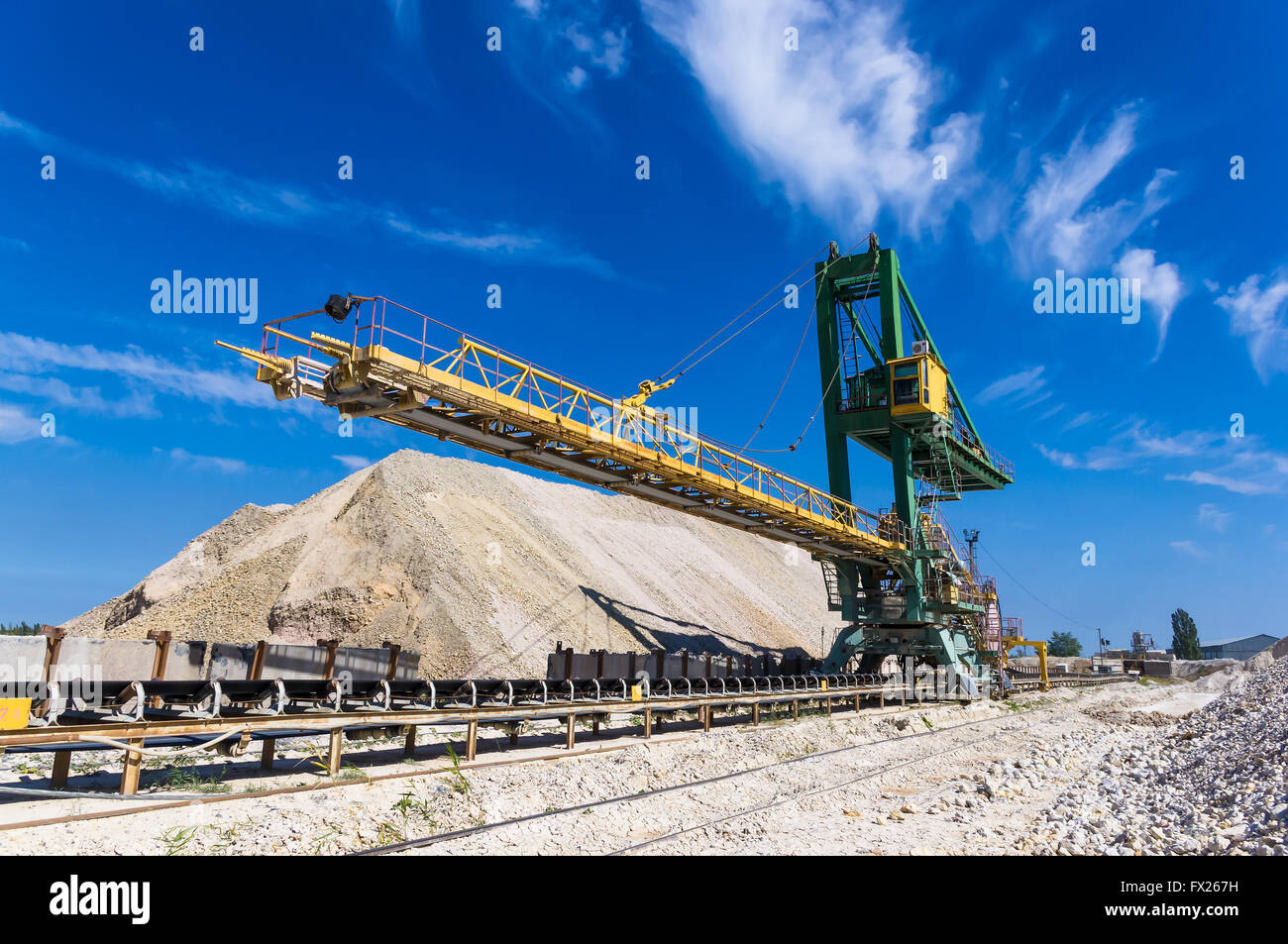 warehouse production in quarry blue clay, huge machines for stacking ...