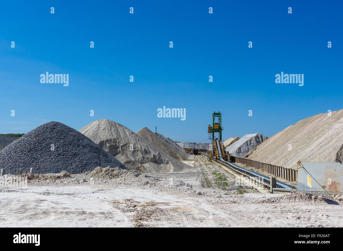 warehouse production in quarry blue clay, huge machines for stacking ...