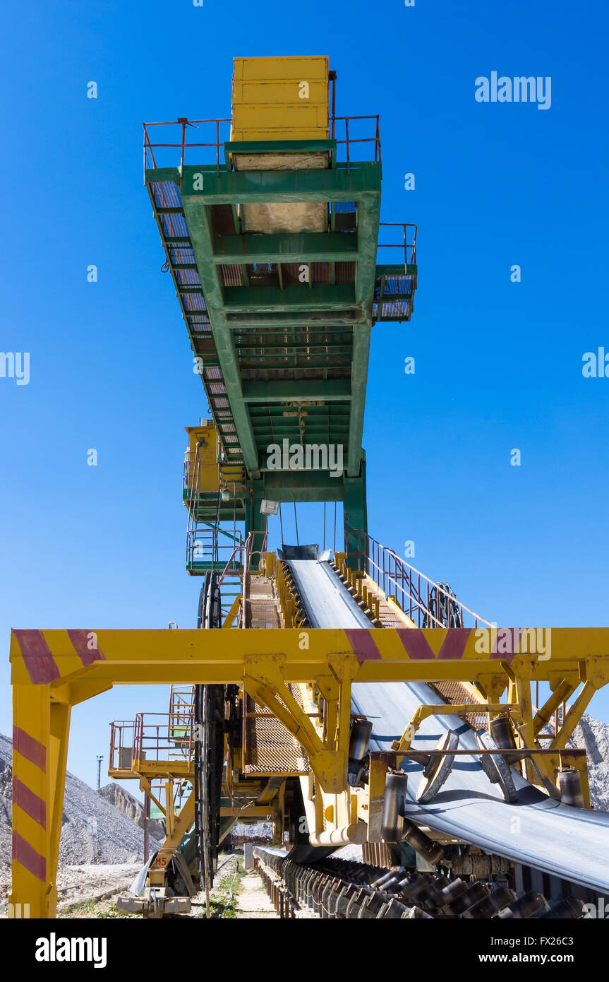warehouse production in quarry blue clay, huge machines for stacking ...
