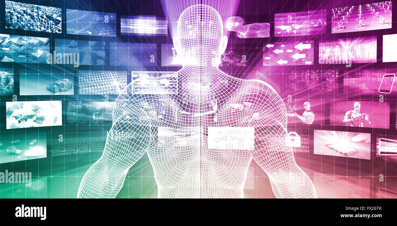 Data Center with System Administrator Navigating Data Stock Photo - Alamy