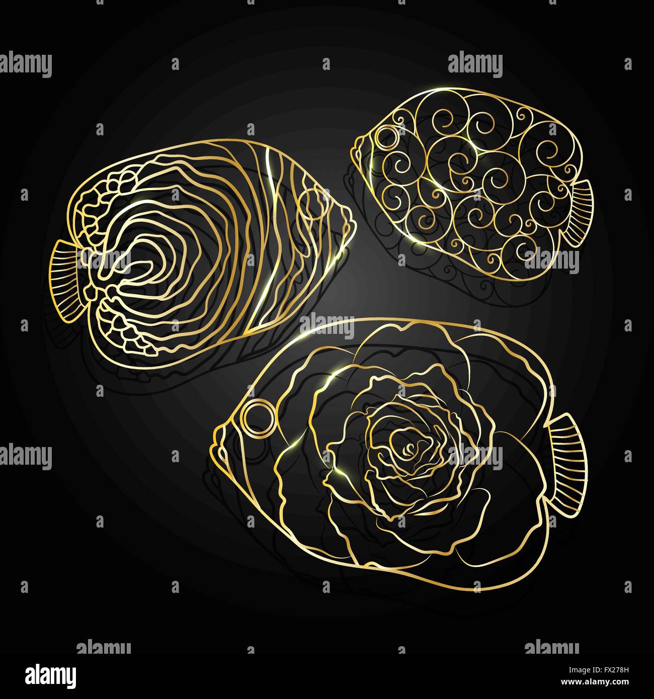 Gold metal fish Stock Vector Images - Alamy