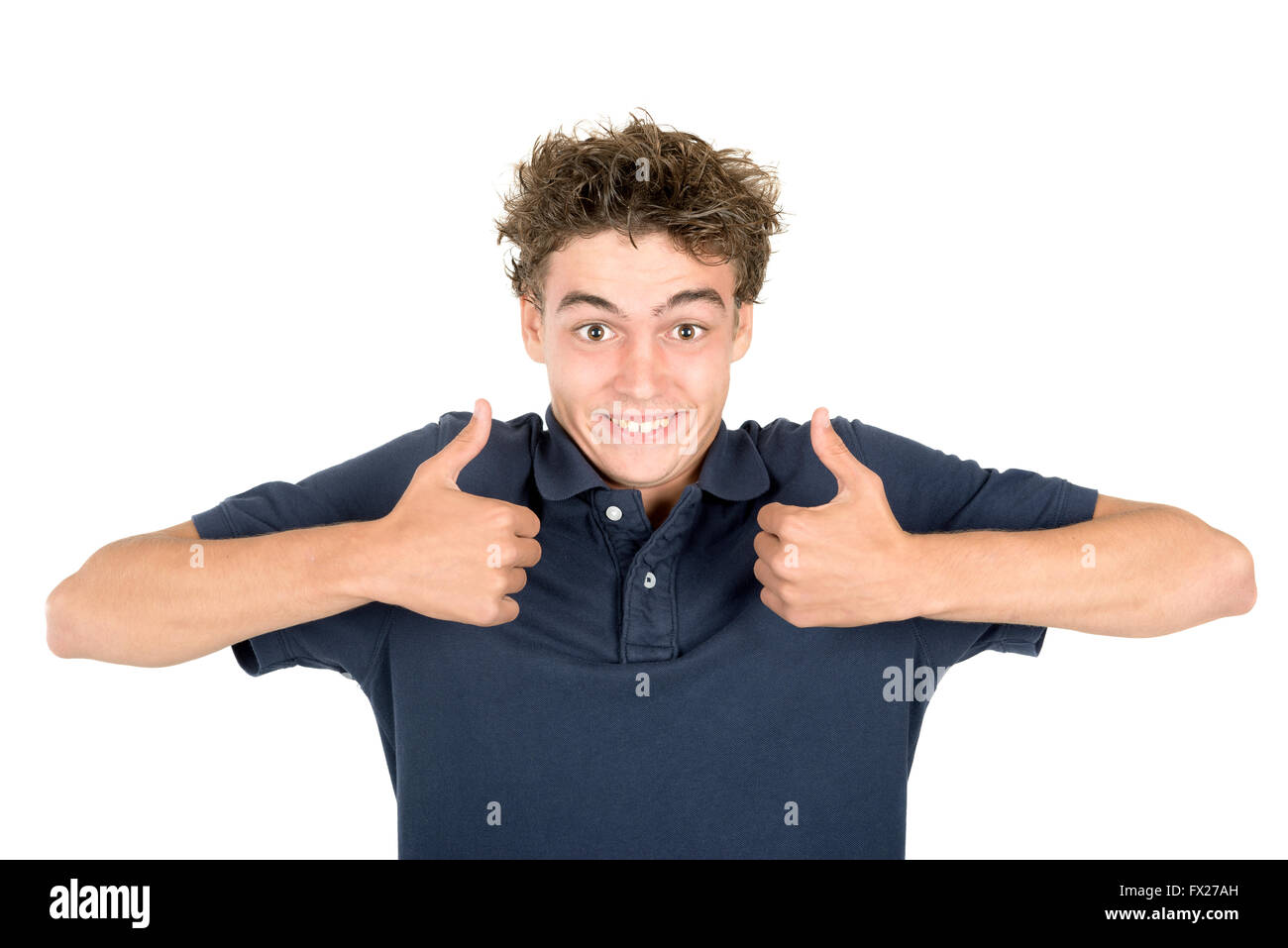 Teenager boy making happy faces isolated in white Stock Photo - Alamy