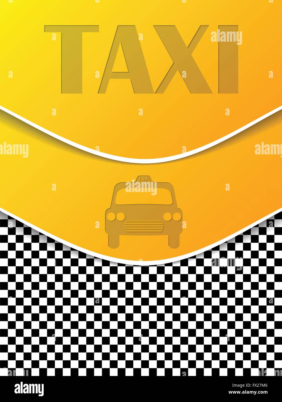 Checkered taxi brochure template design with cab silhouette and text ...