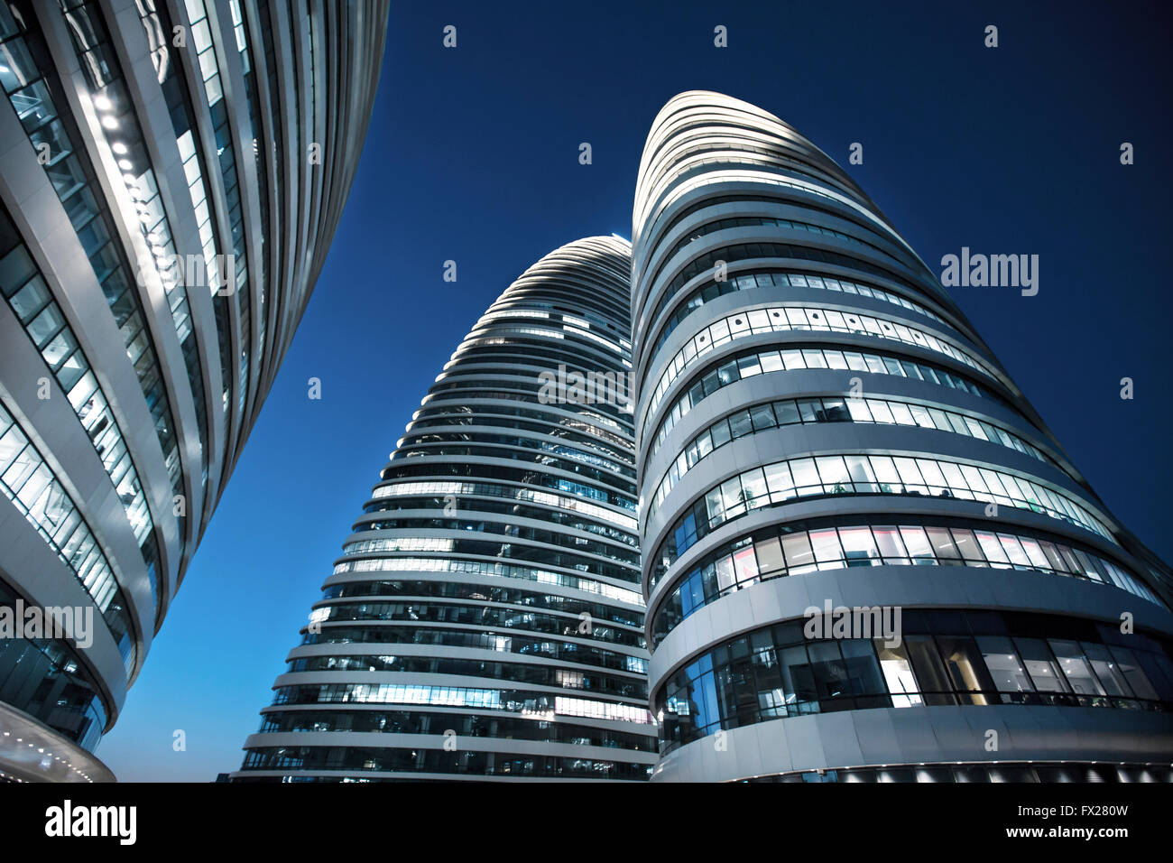 Wangjing soho night view architecture hi-res stock photography and ...