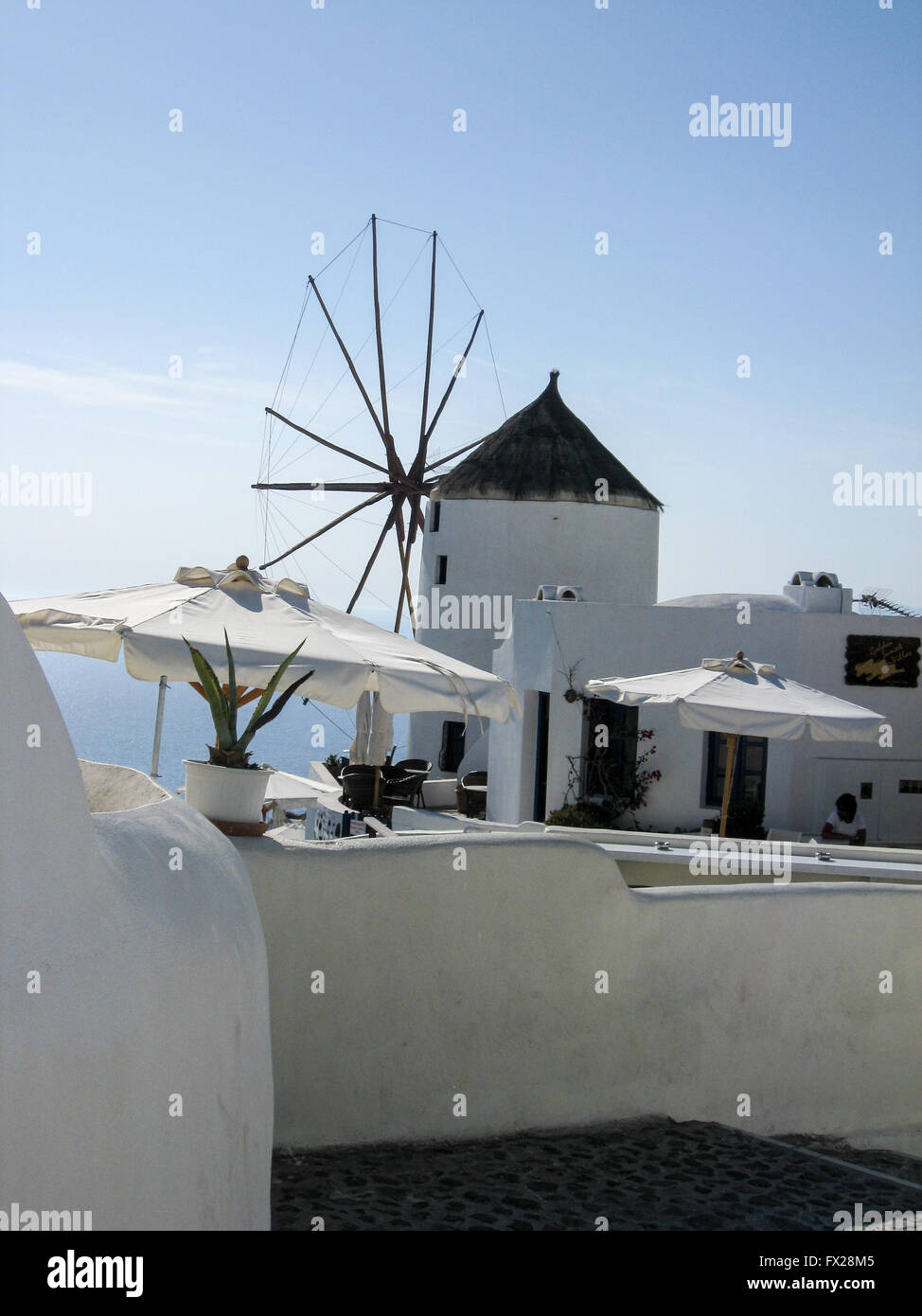 Windmill Oia Santorini Greek Islands Stock Photo - Alamy