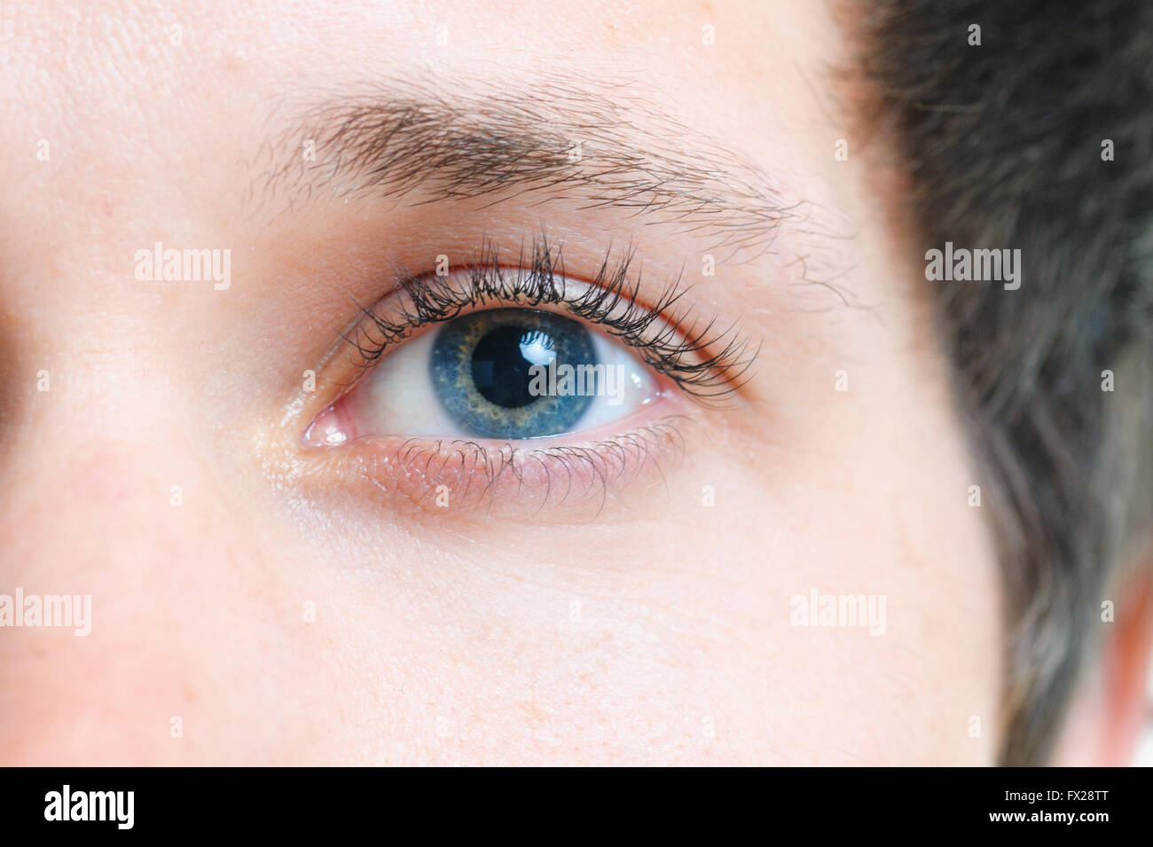 Close-up picture of blue eyes from a young man Stock Photo - Alamy