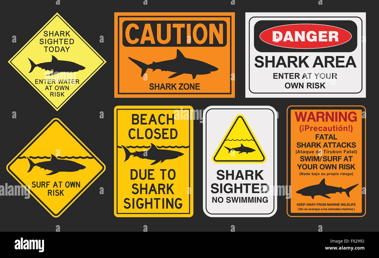 Shark warning signs hi-res stock photography and images - Alamy