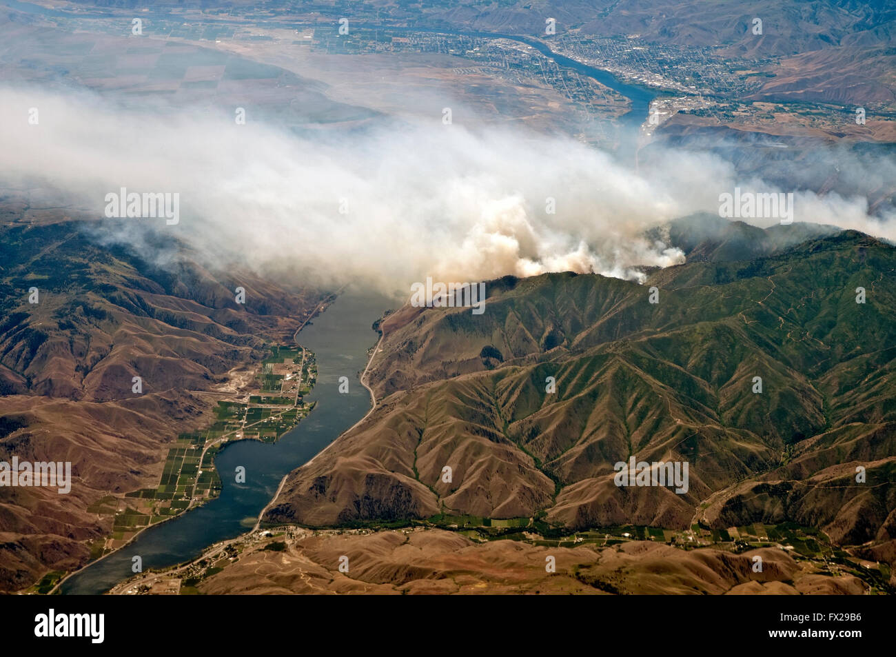 Forest fire, Aerial view, USA Stock Photo - Alamy