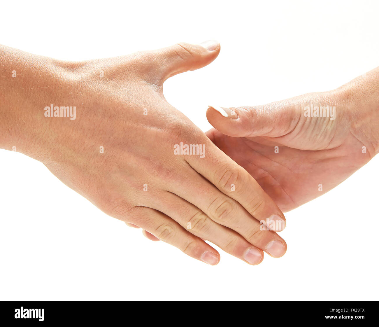 Closeup of a handshake isolated on white Stock Photo - Alamy